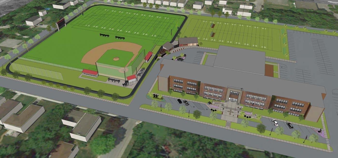 Athletic fields and front entrance demolition is underway! - Scecina ...